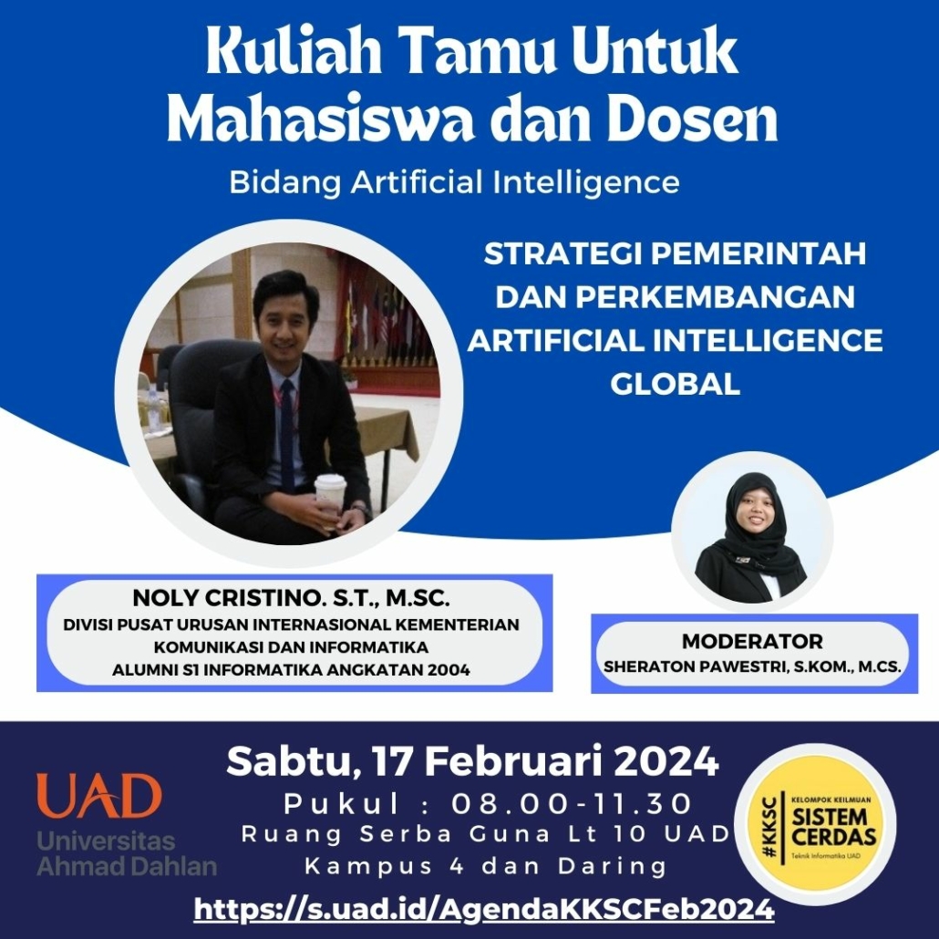 Kuliah Tamu untuk Dosen dan Mahasiswa, Bidang Artificial Intelligence (AI) - Program Studi S1 ...