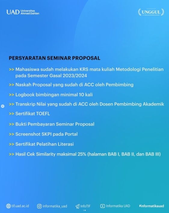 Pendaftaran Seminar Proposal Informatika UAD Archives - Program Studi S1 Informatika