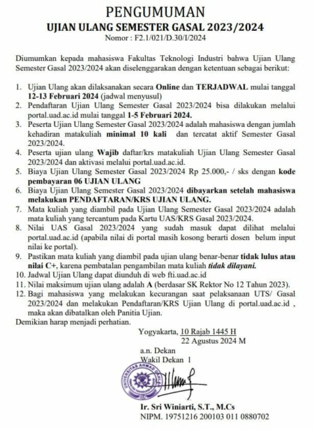 Ujian Ulang Semester Ganjil 2023/2024 - Program Studi S1 Informatika